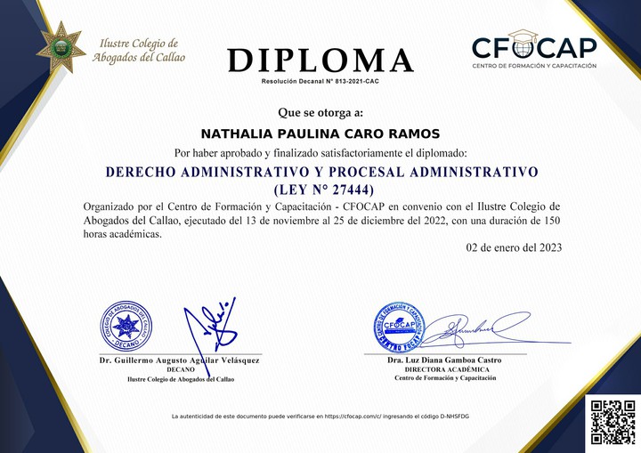 Certificado de capacitación en CFOCAP | CFOCAP